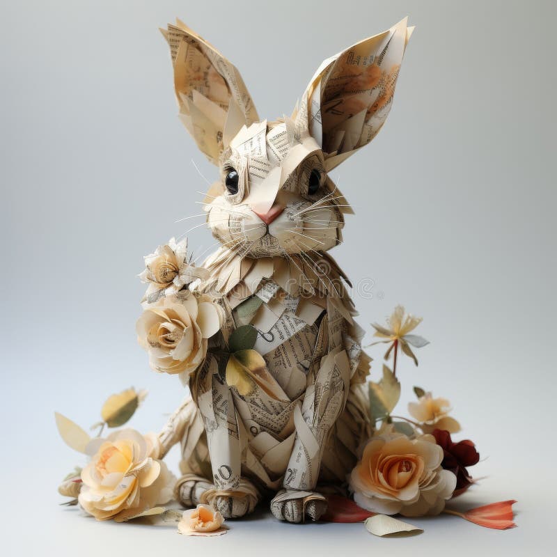 Rabbit Sculpture Vintage Manuscript Paper Craft Stock Illustration ...