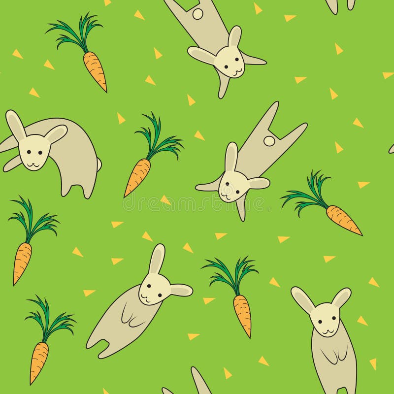 Rabbit Seamless Pattern Green Color Stock Vector - Illustration of baby ...