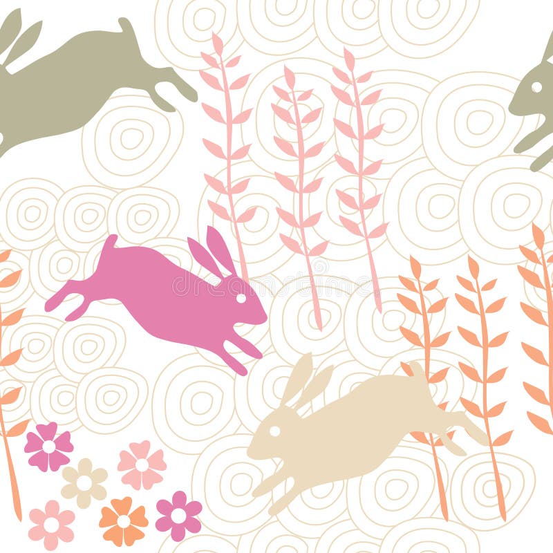 Rabbit Seamless Texture, Endless Vector Illustration Stock Vector ...