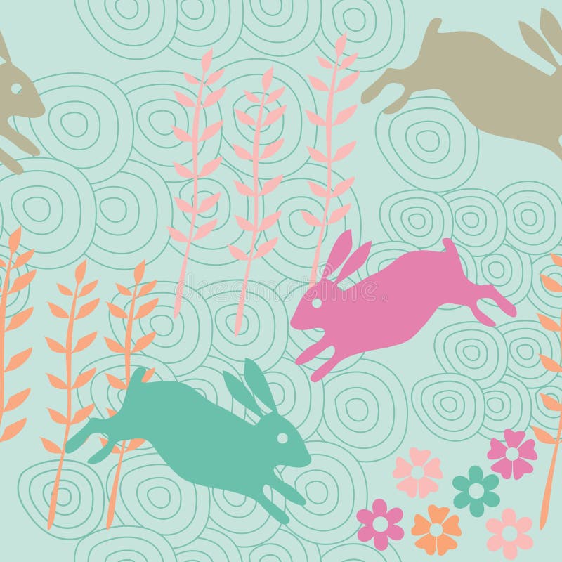Rabbit Seamless Texture, Endless Vector Illustration Stock Vector ...