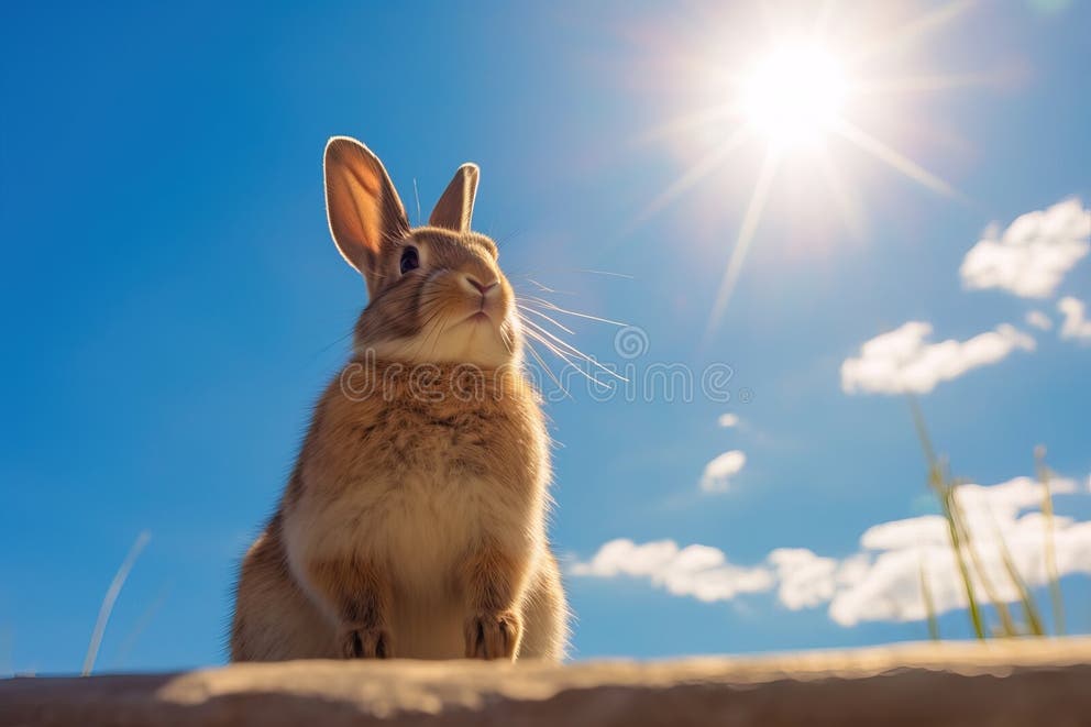 Rabbit Seats on Green Grass. Easter Bunny Stock Illustration ...