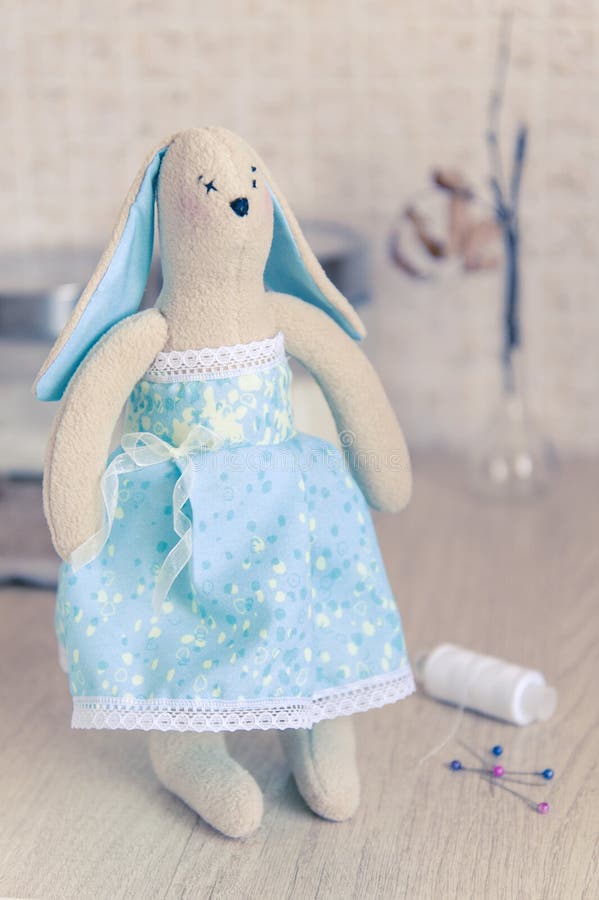Rabbit. stock image. Image of sewing, blue, home, sweet - 94775341