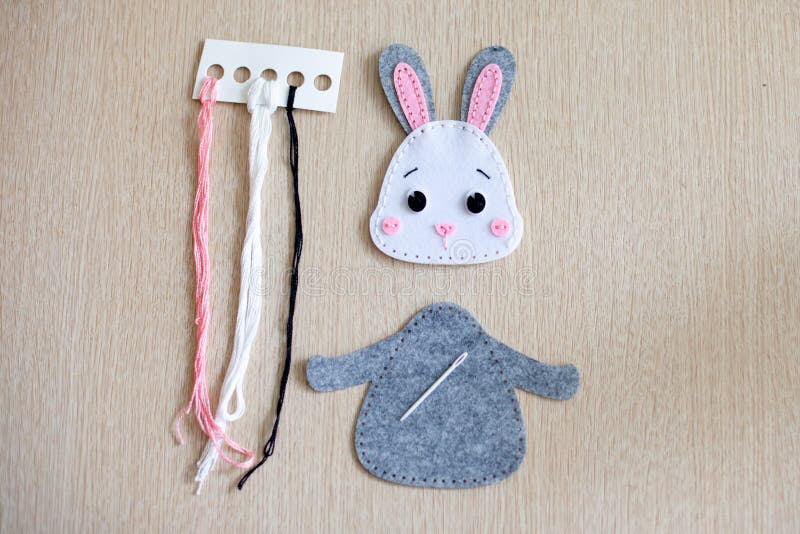 Rabbit Sewing Kit Made of Felt: Needle, Thread and Felt. Stock Image ...