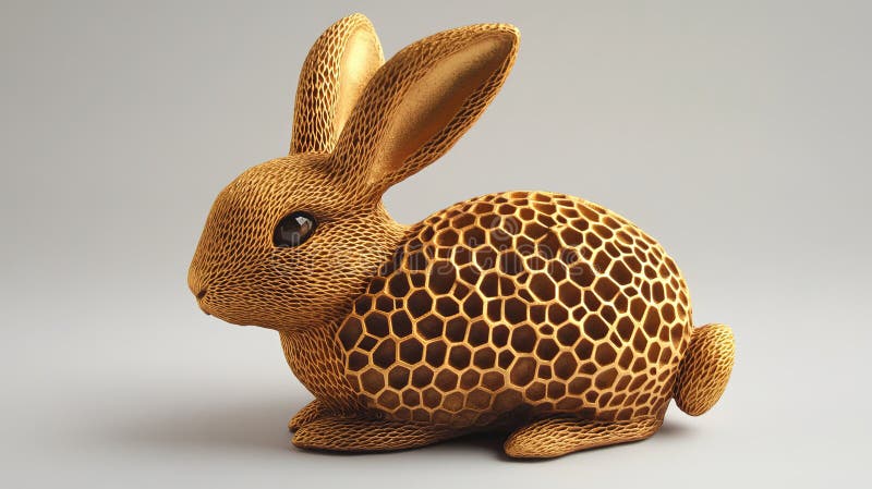A Rabbit Shaped from Golden Honeycomb, Textured with Hexagonal Stock ...