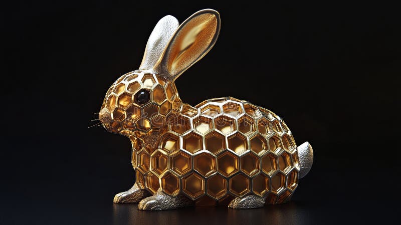 A Rabbit Shaped from Golden Honeycomb, Textured with Hexagonal Stock ...