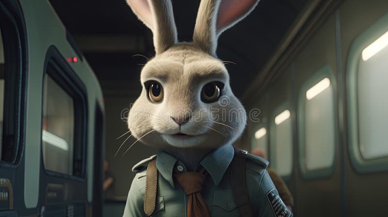 Rabbit Shuttlecraft Pilot, Digital Art Illustration, Generative AI ...