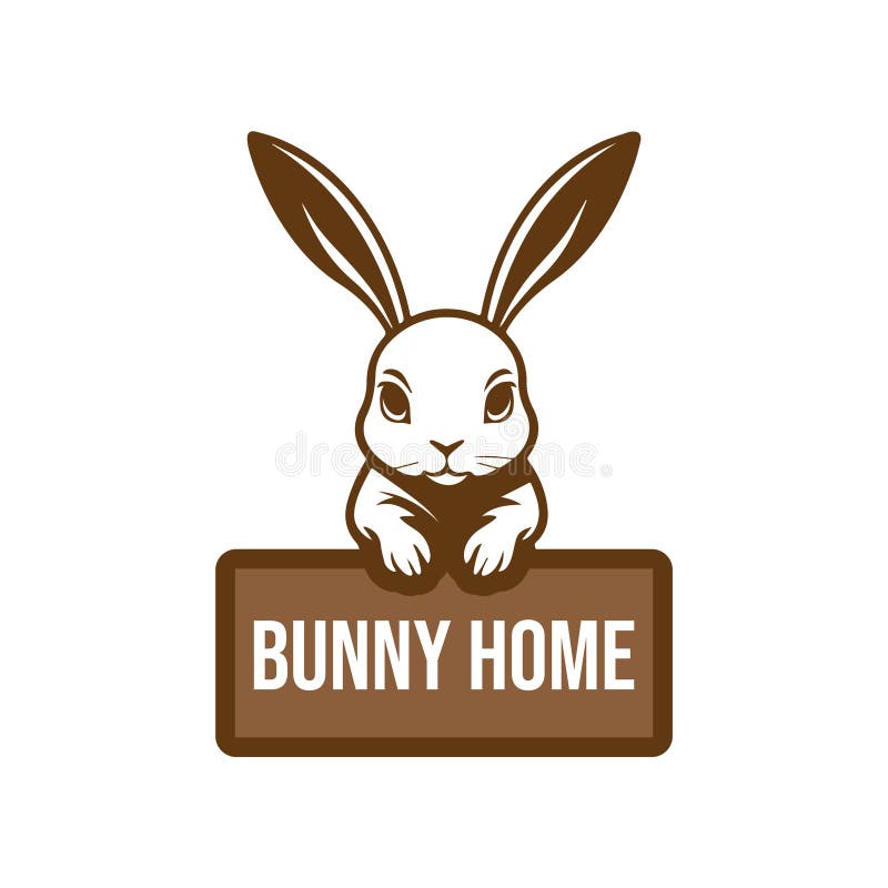 Rabbit with Sign, Cute Bunny Holding a Sign Saying Bunny Home Vector ...