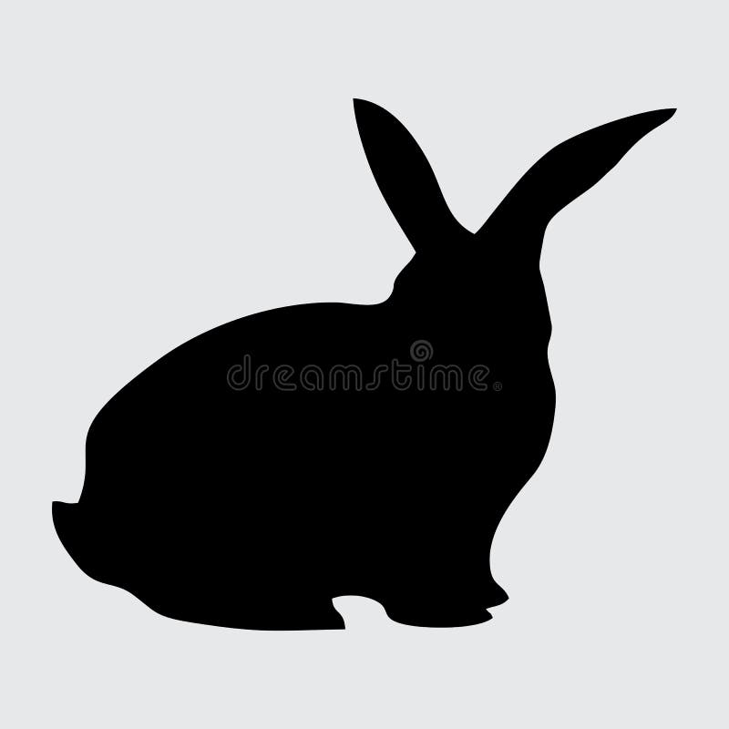 Rabbit Silhouette, Rabbit Isolated on White Background Stock Vector ...