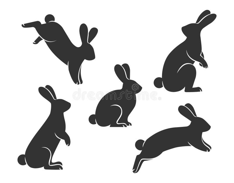 Rabbit silhouette set stock vector. Illustration of silhouette - 261310911
