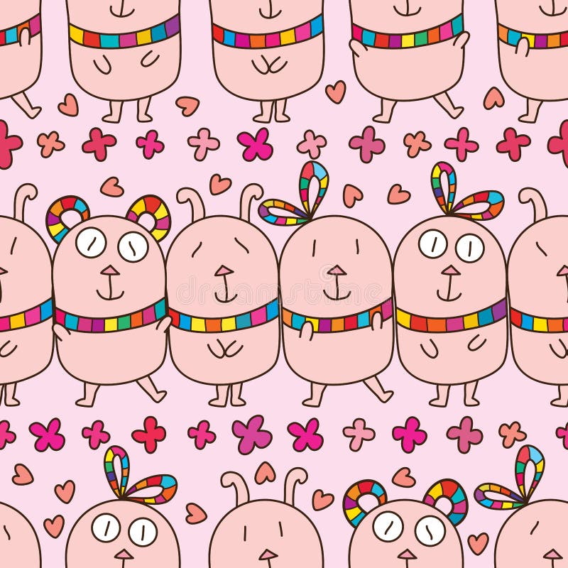 Rabbit Silly Horizontal Seamless Pattern Stock Vector - Illustration of ...