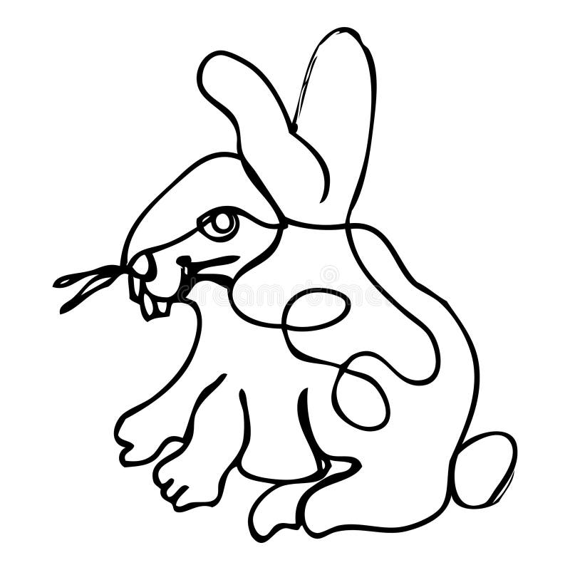 Simple Rabbit Simple Doodle Line Art Continuous Line Stock Illustration ...