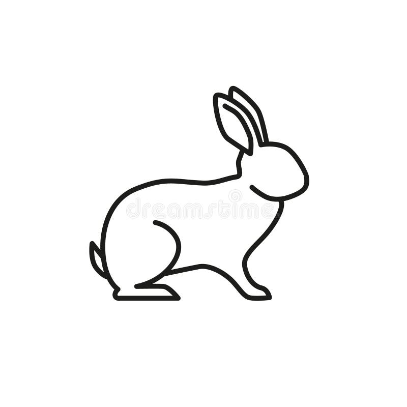 Rabbit Simple Flat Line Icon for Web. Bunny Linear Illustration. Black ...