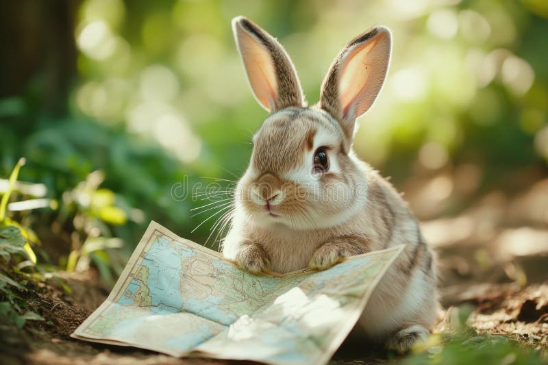A Rabbit Sits Next To a Map, Possibly Planning an Adventure or ...