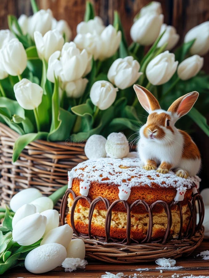 Rabbit Sits Top Cake Eggs Stock Photos - Free & Royalty-Free Stock ...