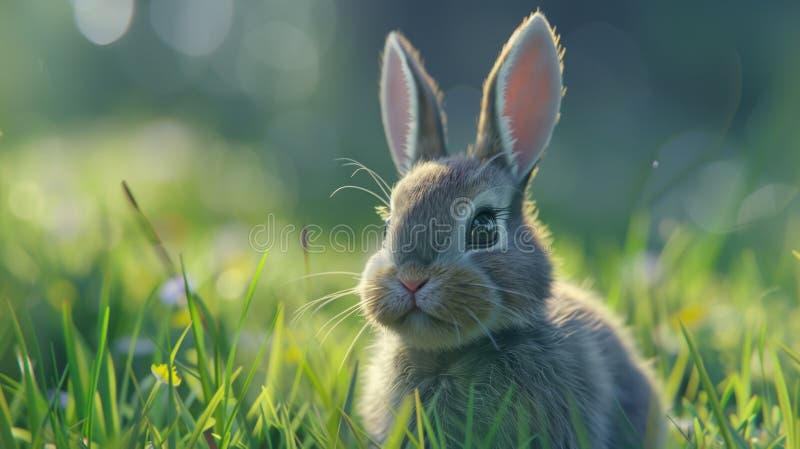 A Rabbit Sitting in the Grass, Looking at the Camera. Suitable for ...