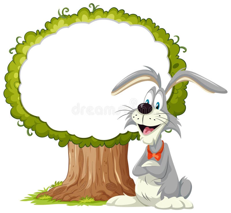 A Rabbit Sitting by a Lush Tree Stock Vector - Illustration of fauna ...