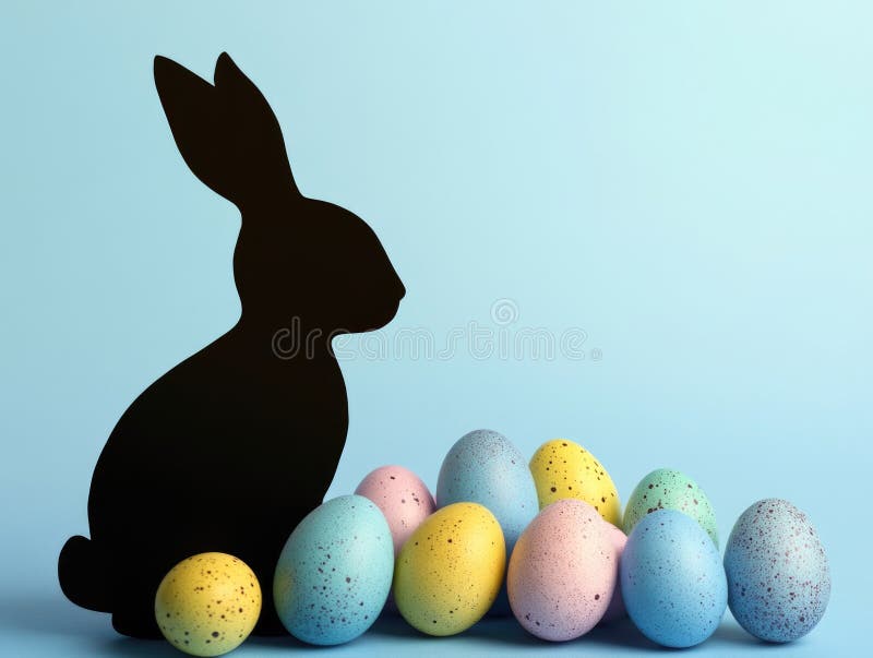 Rabbit is Sitting on a Pile of Easter Eggs Stock Image - Image of ...