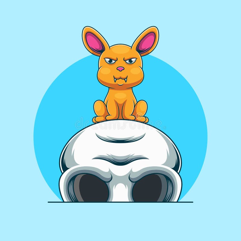 Rabbit sitting on skull stock vector. Illustration of brown - 233847624