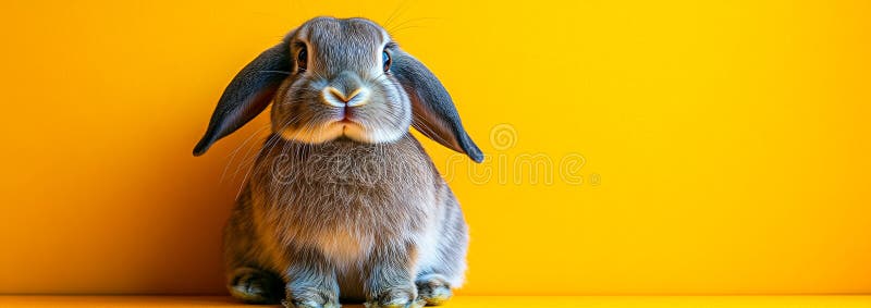 A Rabbit is Sitting on a Yellow Wall Stock Photo - Image of hare ...