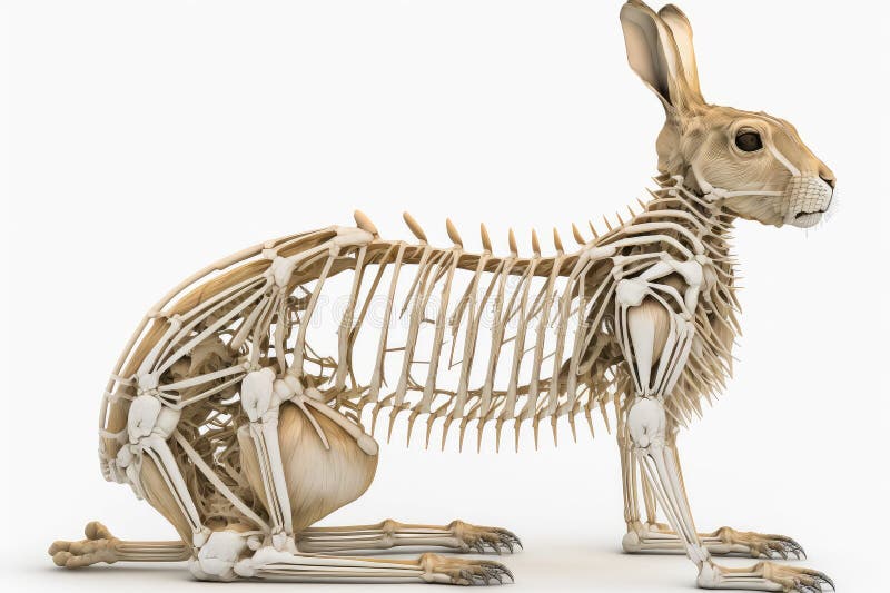 Rabbit Skeleton on White Background, 3d Rendering Stock Illustration ...