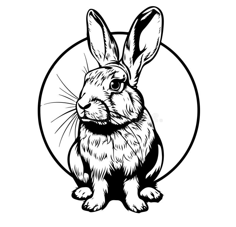 Rabbit sketch. Hand drawn stock vector. Illustration of monochrome ...