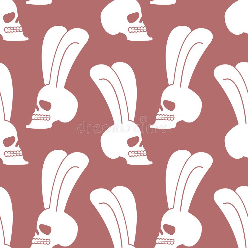 Rabbit Skull Pattern. White Bunny with Skeleton Head with Ears B Stock ...
