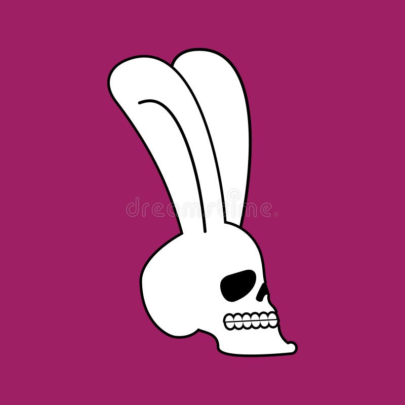 Rabbit Skull. White Bunny with Skeleton Head with Ears Stock Vector ...