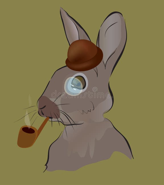 Rabbit Smoking a Pipe stock vector. Illustration of nice - 65775738