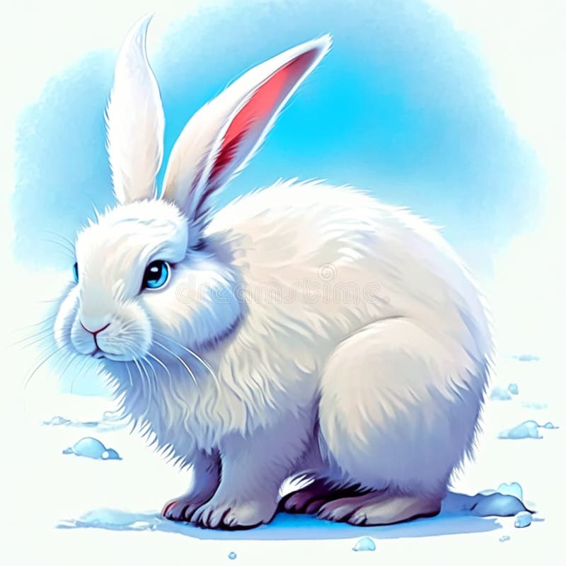 Rabbit in the Snow. Vector Illustration of a White Rabbit Stock ...