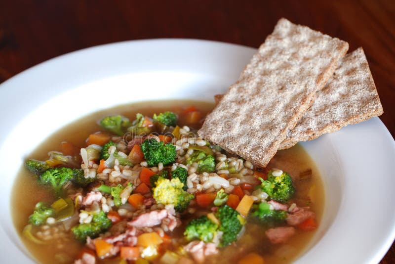Rabbit Soup with Vegetables and Barley, Detail Stock Photo - Image of ...