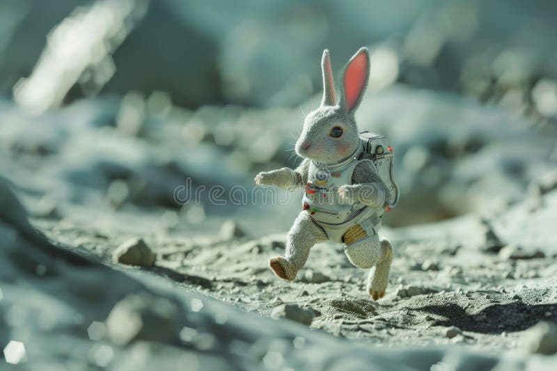 Rabbit in Space Suit in Fantasy Concept with Generative AI Stock ...