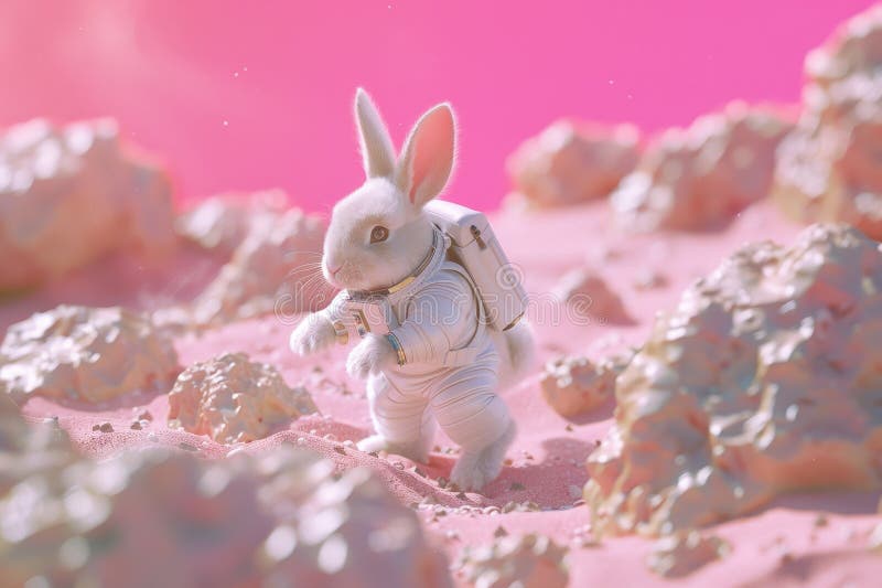 Rabbit in Space Suit in Fantasy Concept with Generative AI Stock ...