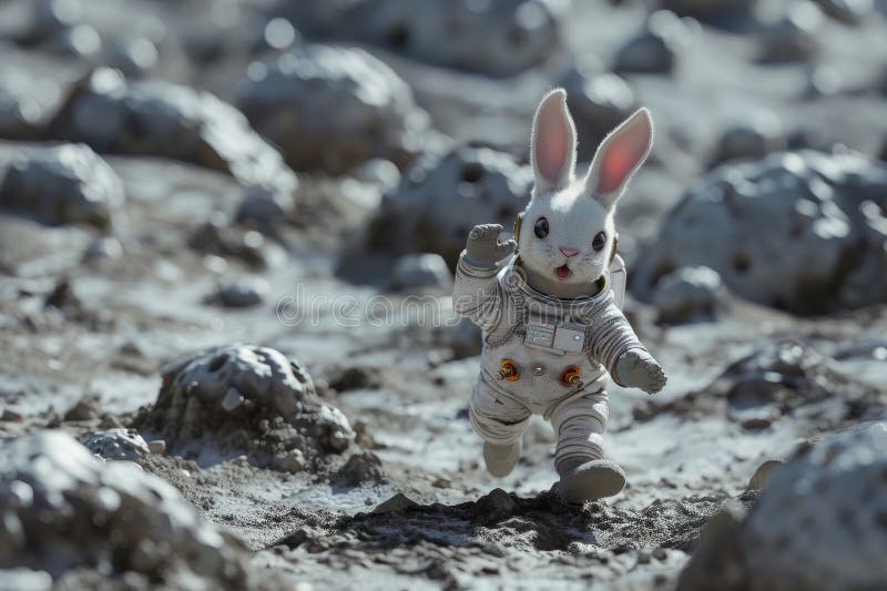 Rabbit in Space Suit in Fantasy Concept with Generative AI Stock ...
