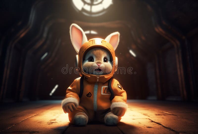 A Rabbit in a Space Suit Standing in the Dirt. Generative AI Image ...