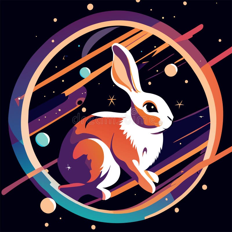 Rabbit in the Space. Vector Illustration in a Flat Style Stock Vector ...