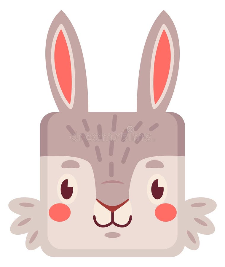 Rabbit Square Avatar. Bunny Face Cartoon Icon Stock Illustration ...
