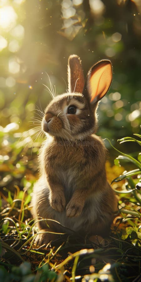 A Rabbit is Standing in a Field of Grass Stock Illustration ...