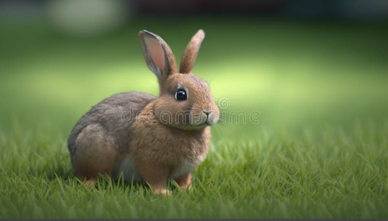 A Rabbit is Standing in the Grass Looking at the Camera Stock ...