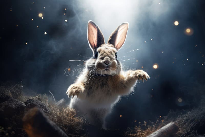 A Rabbit Standing on Its Hind Legs Stock Illustration - Illustration of ...