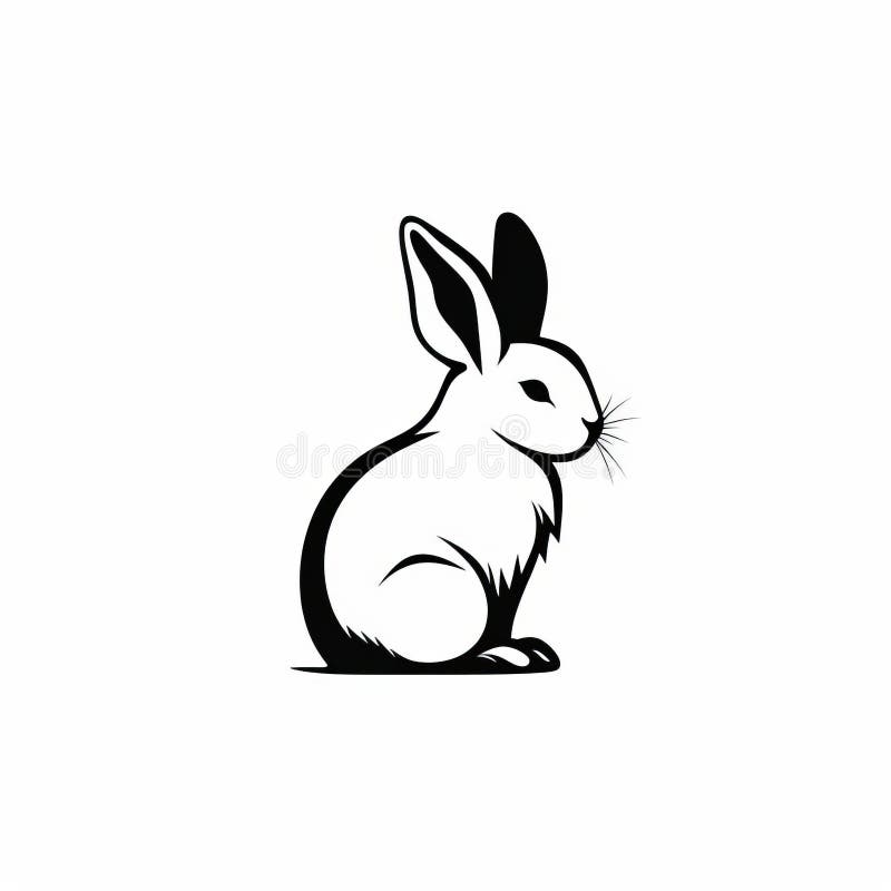 Minimalist Hand-drawn Rabbit Profile with Clean Black Lines Stock ...