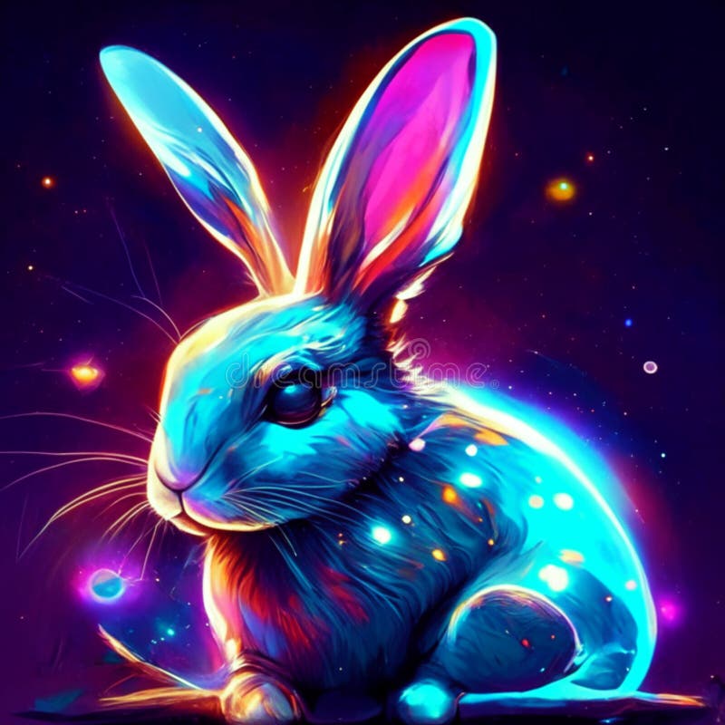 Rabbit in the Starry Space. Illustration for Your Design Stock ...