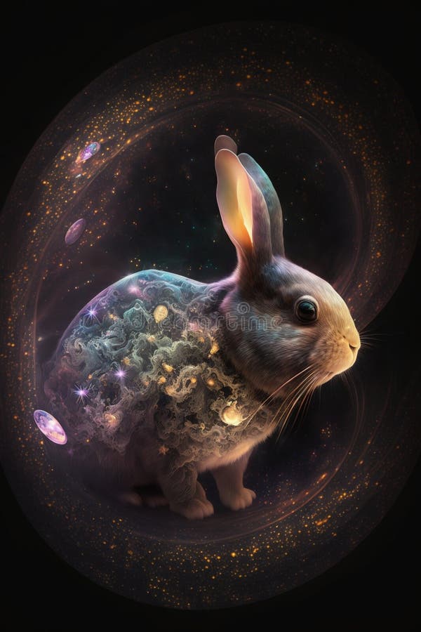 Cute Bunny of Stars Nebulae with Smoke Stock Illustration ...