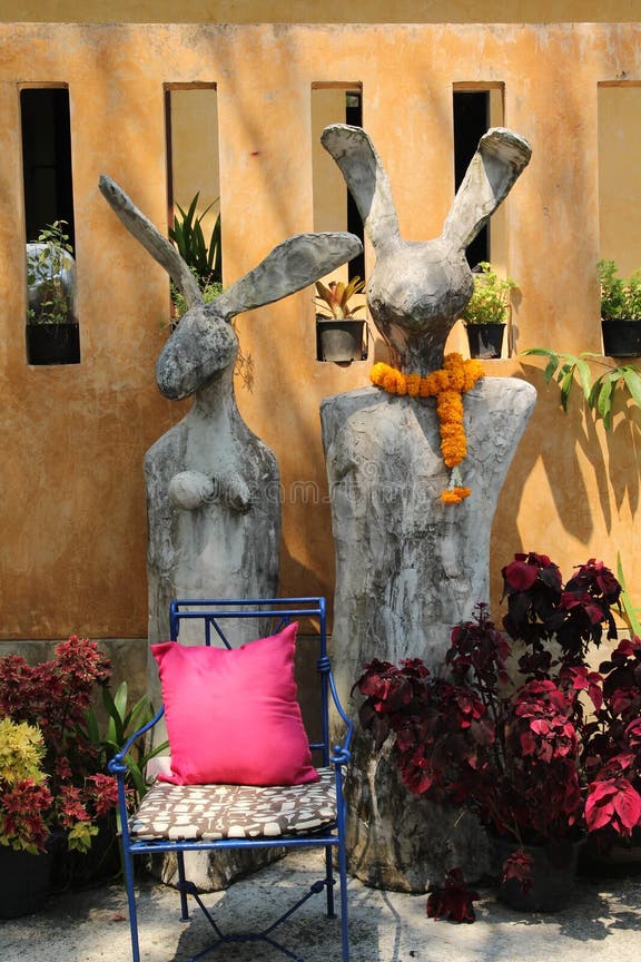 Rabbit Statue in Front of the Wall Editorial Image - Image of statue ...