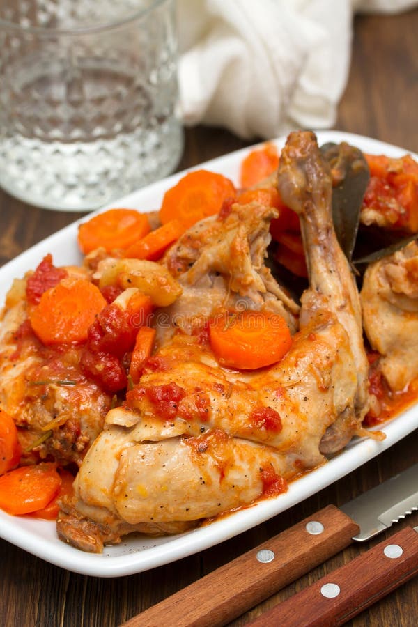 Rabbit Stew with Carrot and Tomato on Dish Stock Photo - Image of oven ...