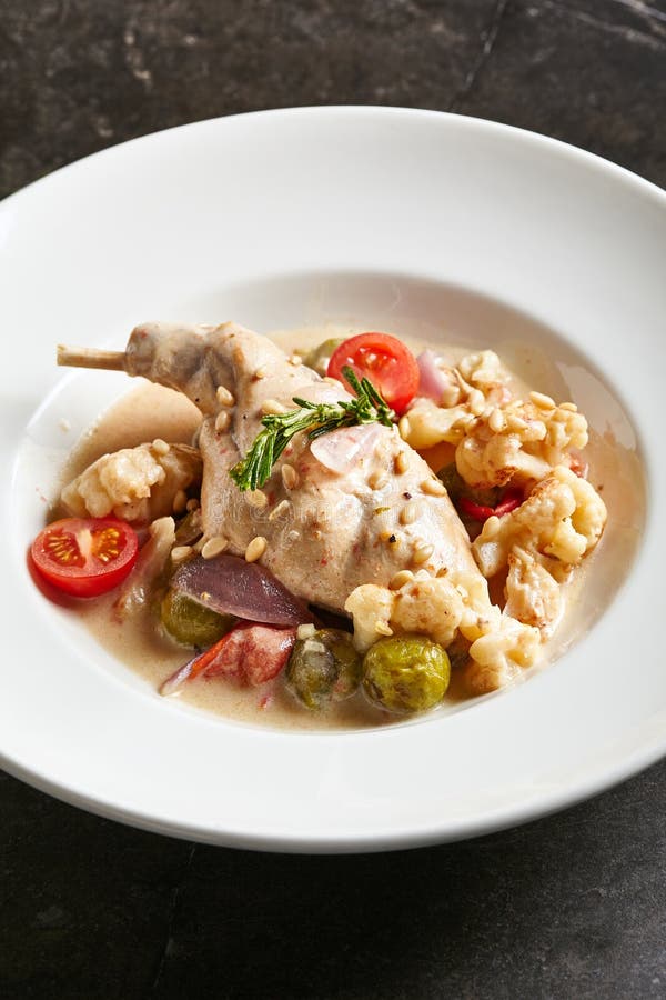 Rabbit Stew with Vegetables and Sour Cream Stock Photo - Image of ...