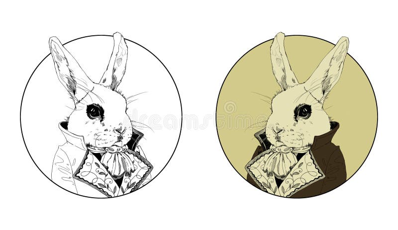 Rabbit in a suit stock illustration. Illustration of classic - 156695865