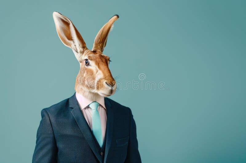 Rabbit in a Suit Portrait with a Tie. Studio Photography with a Plain ...