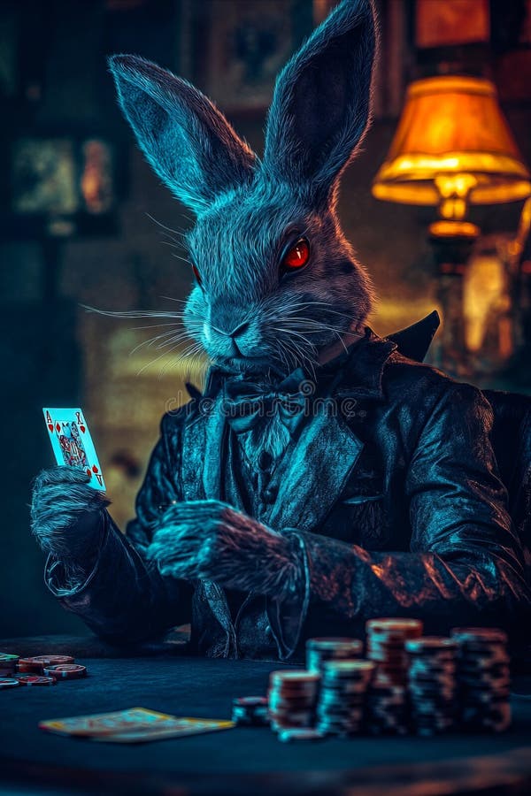 A Rabbit in a Suit Sitting at a Table Playing Poker Stock Image - Image ...
