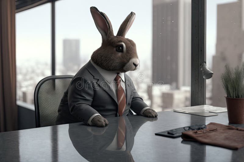 Rabbit in a suit and tie stock illustration. Illustration of comic ...