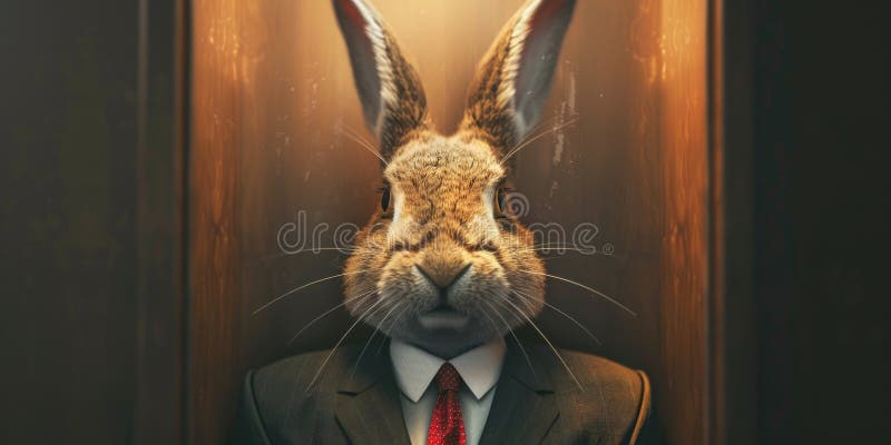 Rabbit in suit and tie stock photo. Image of animal - 374325970